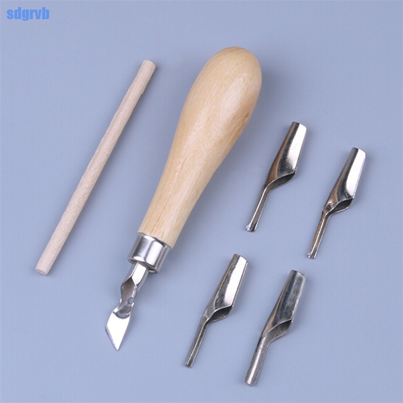 Block Cutting Rubber Stamp Carving Tools With 5 Blade Wood Handle ...