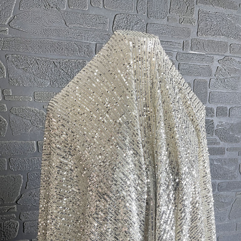 Silver Sequin fabric Black Sequin Mesh Jacquard Sequin Fabric for DIY ...