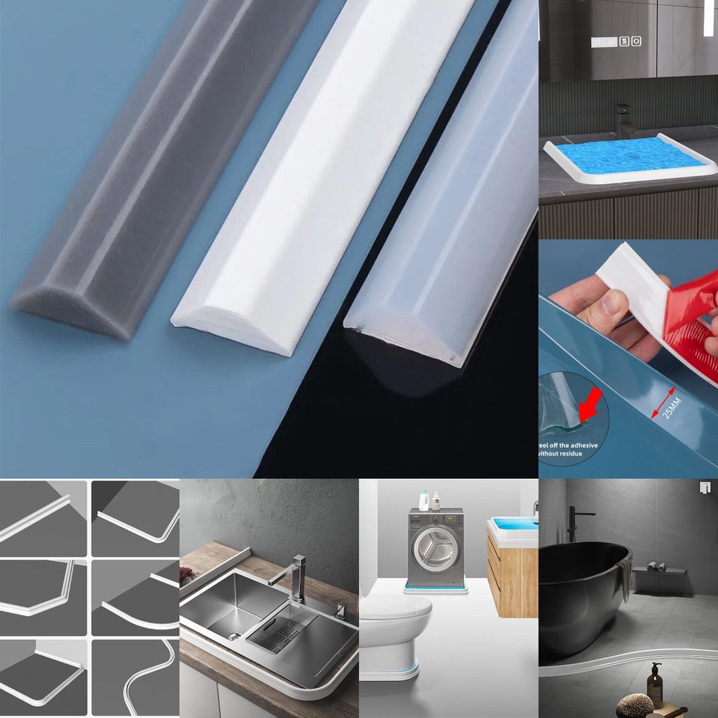 COD Bathroom Shower Water Blocking Water Barrier Strip Flexible kitchen ...