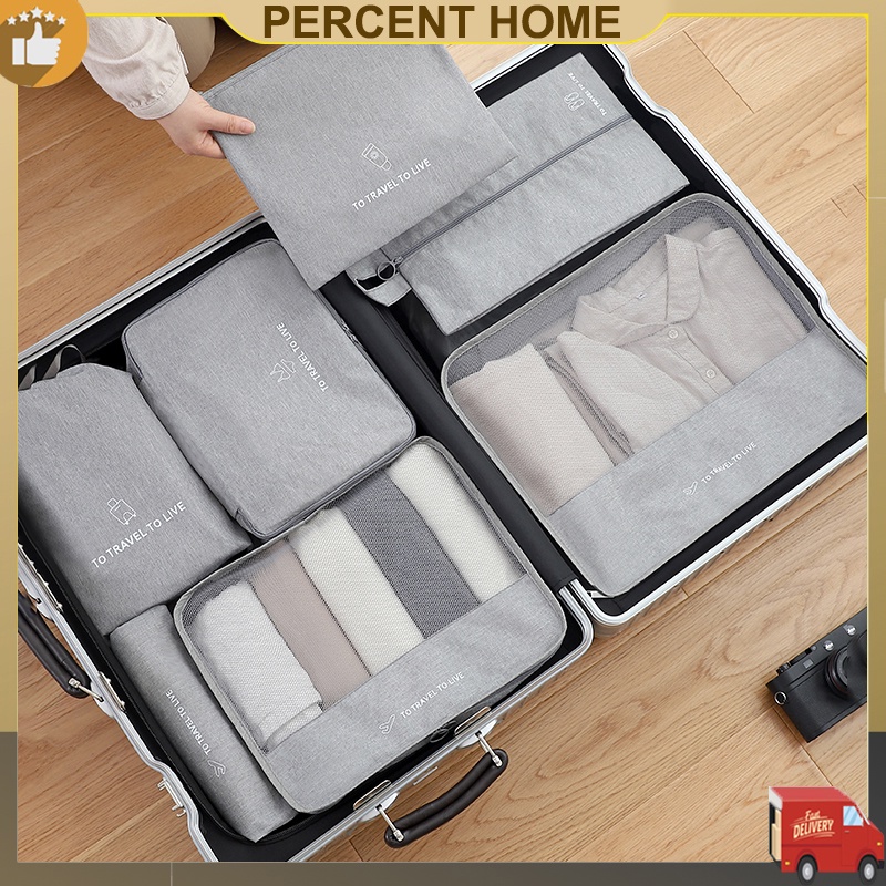 7 Pcs Travel Organizer Bag Clothes Organizer Waterproof Pouch Packing ...