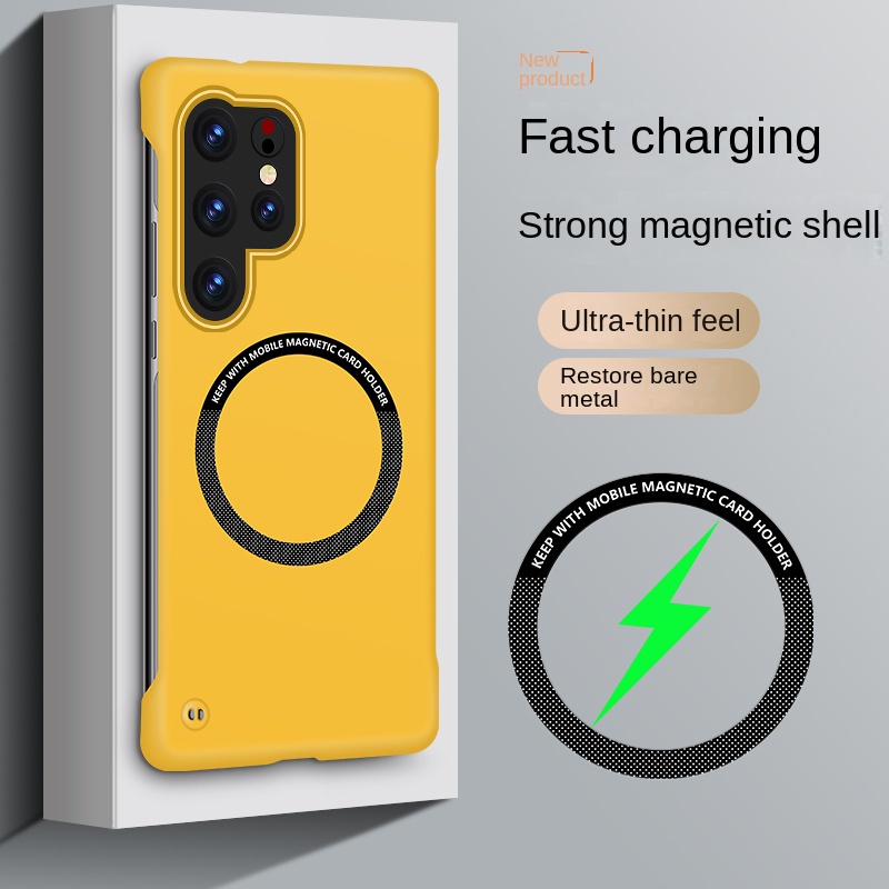 Thin Slim PC Frameless Magnetic Wireless Charging Case For Samsung Galaxy S25 S24 S23 S22 Ultra ...