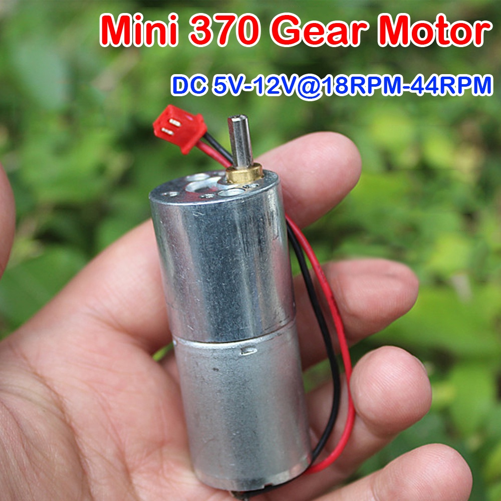 DC 5V-12V 370 DC Electric Gear Motor 18-44RPM High Torque All Metal ...