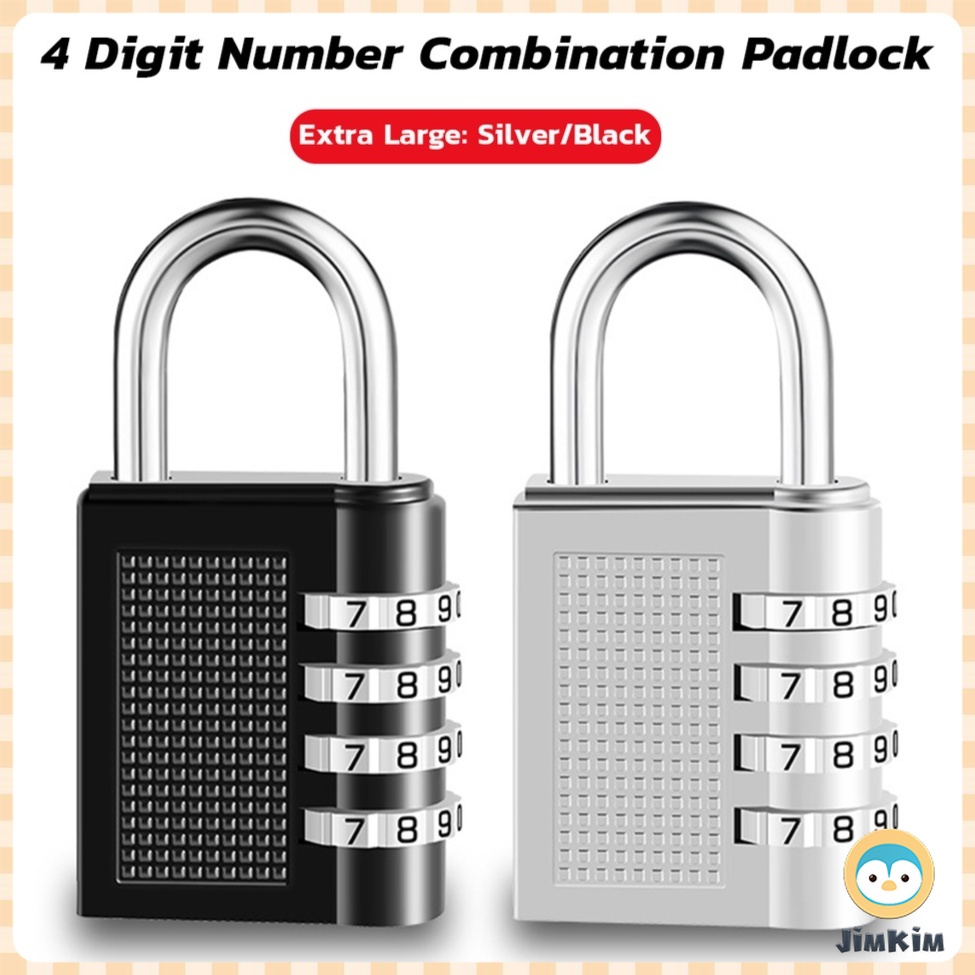 4 Digit Number Combination Padlock Extra Large Resettable for School ...