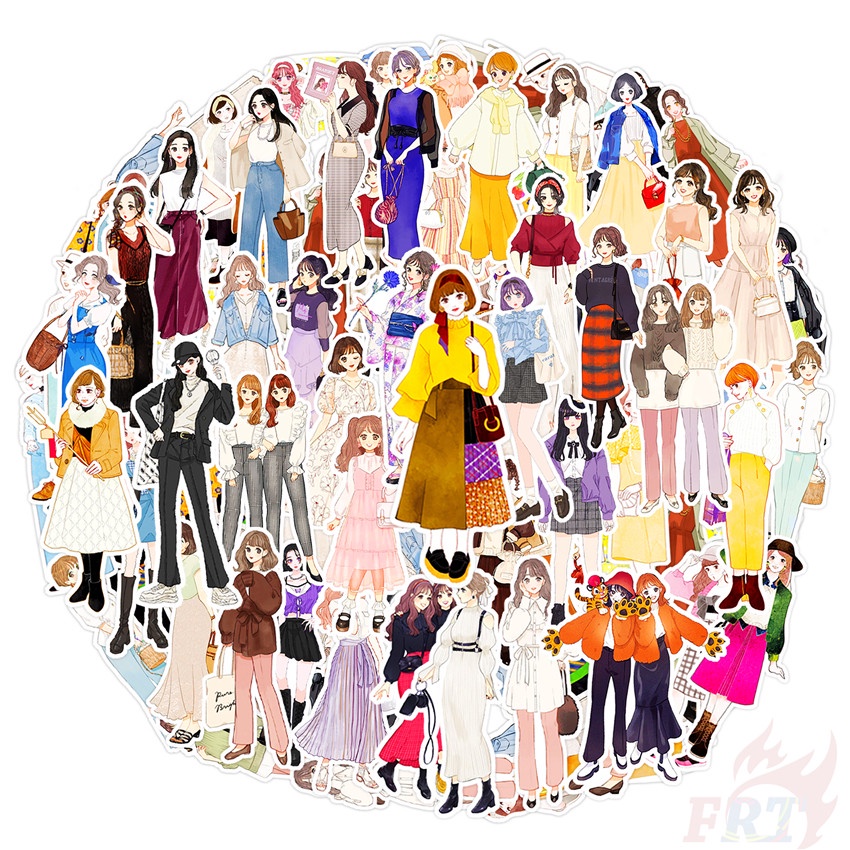 90Pcs/Set Mori Modern Girls Q-1 Mini Diary Manual Stickers DIY Fashion ...