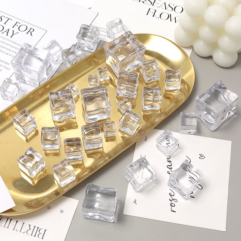10/20Pcs Fake Ice Clear Artifical Ice Cubes Acrylic Ice Cubes for ...