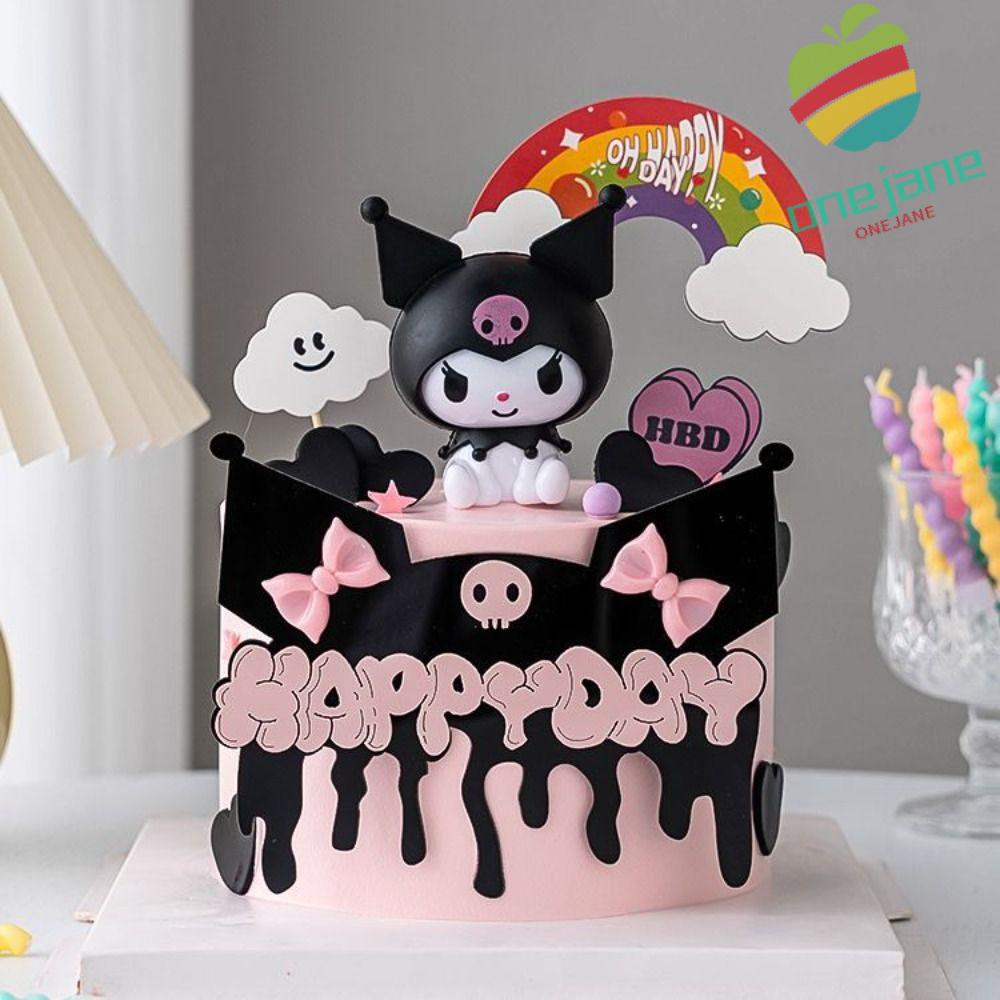 ONE-JANE Kuromi Cake Topper, Happy Birthday Decoration Acrylic Kuromi ...