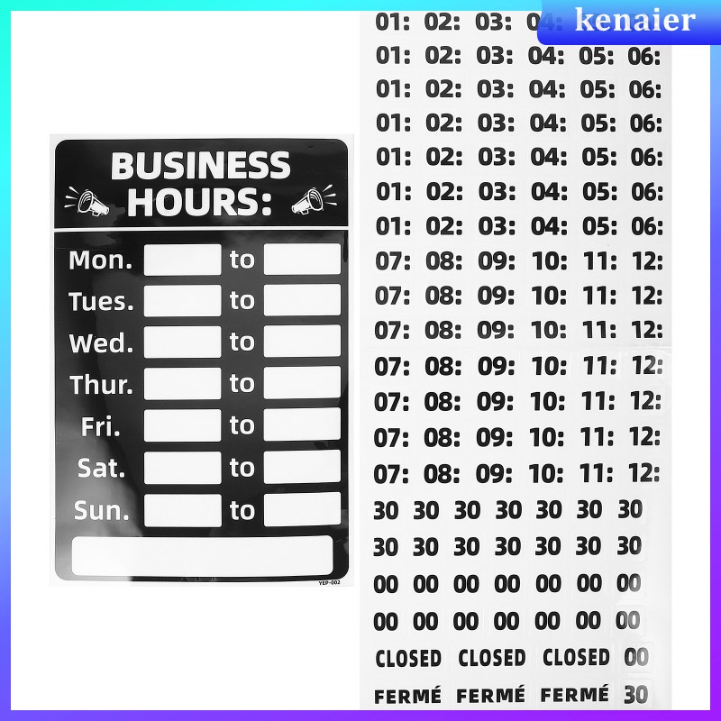 Business Sign Decor Opening with Hours Signs Labels and Closed ...