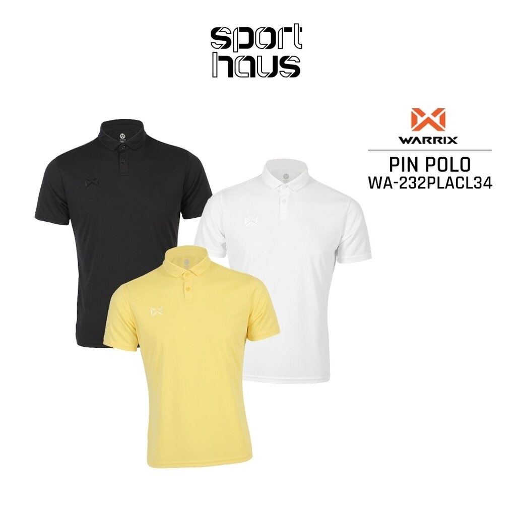 !! WARRIX PIN Polo Shirt Plain Color (WA-232PLACL34) New Black/White ...