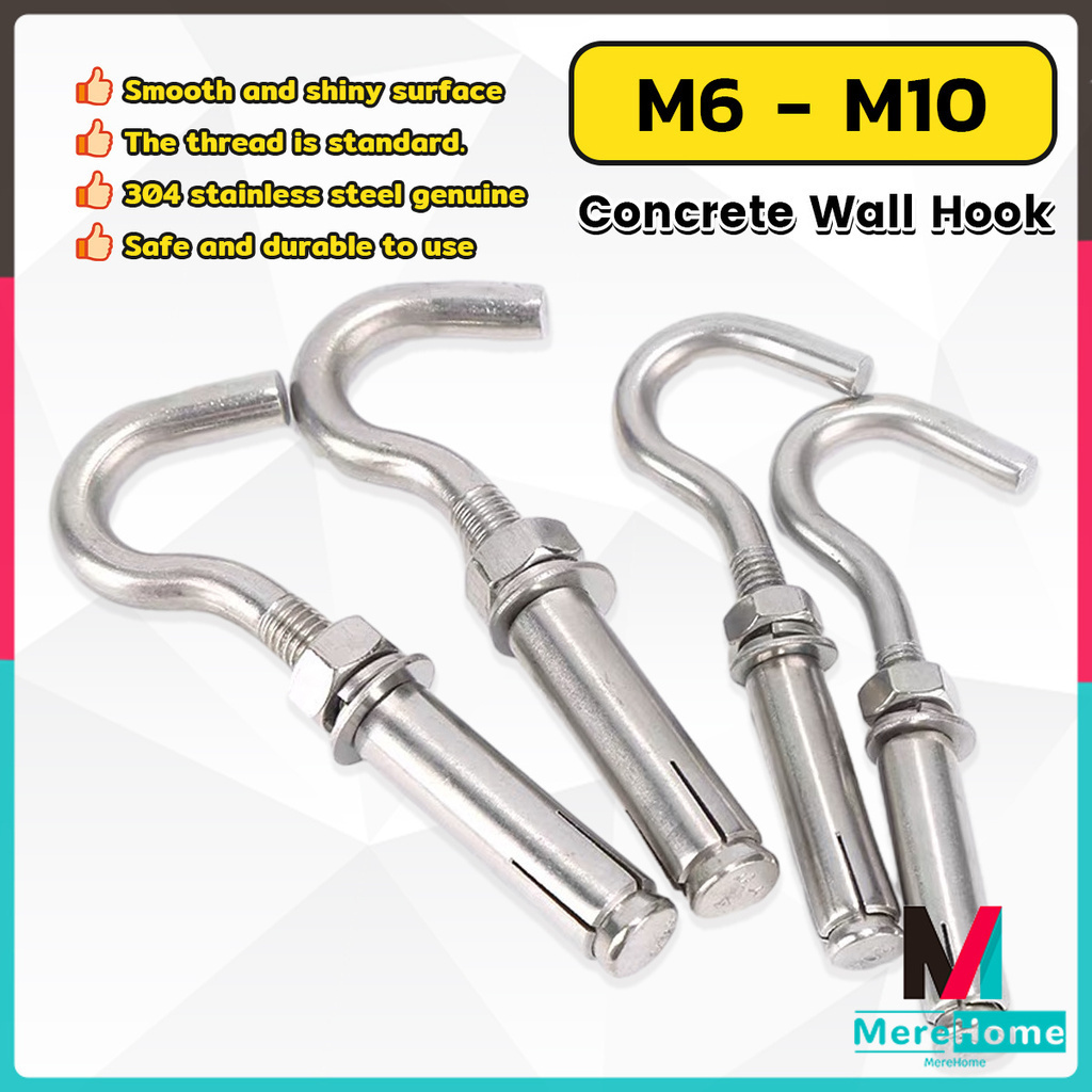 MereHome Heavy Duty Concrete Hook 304 Stainless Steel M6 M8 M10 ...