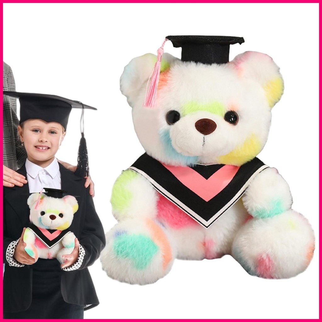 Graduation Stuffed Bear 9Inch Rainbow Plush Bear Toy Graduation Plush ...