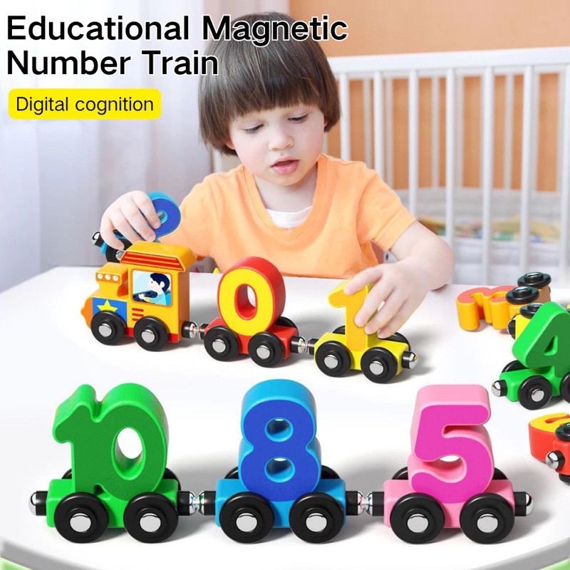 Children Toys Number Wheel Train 1-10 Magnet Wheel Train Educational ...
