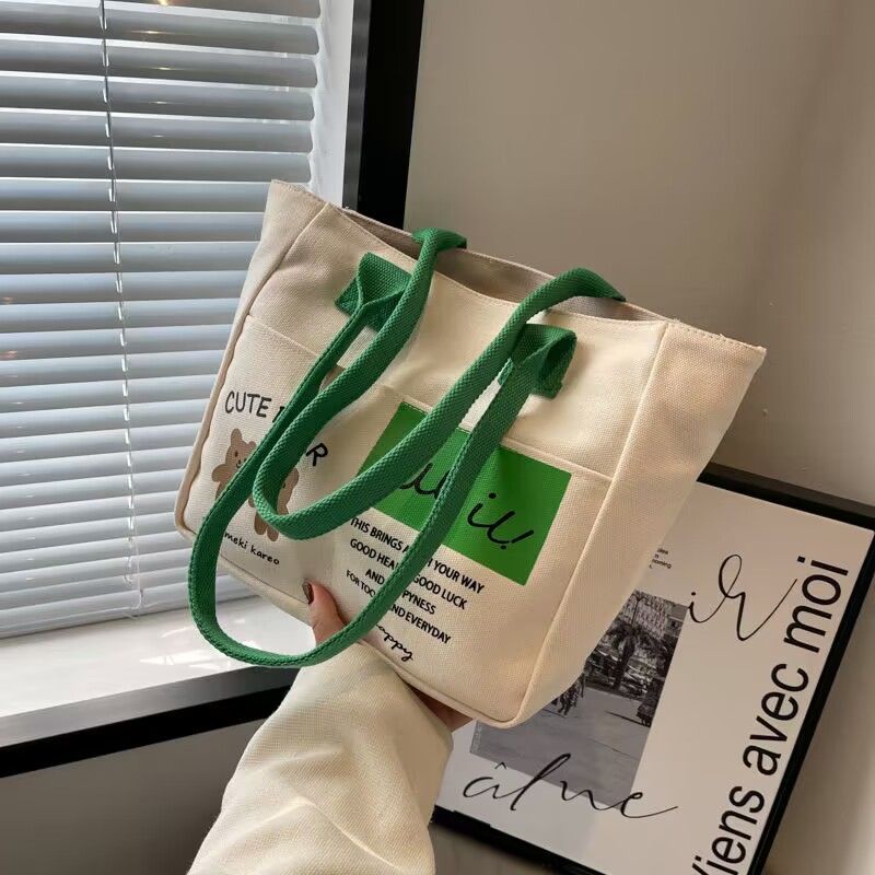 New Canvas Bag Woman Shoulder Bag Go Out Versatile Fashion College ...