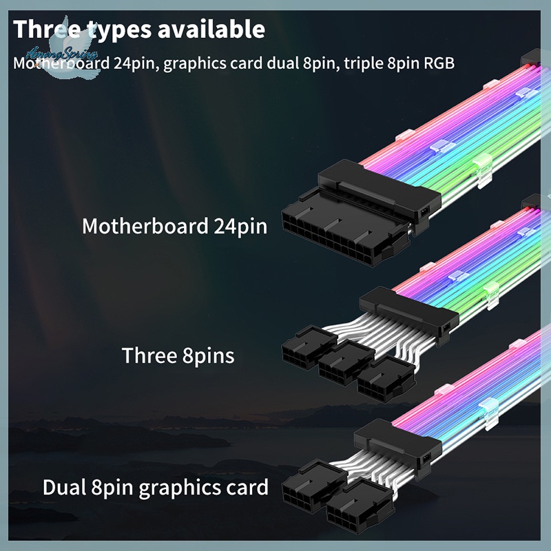 AmongSpring> Computer ARGB Sync PSU Luminous Power Supplies Extension ...