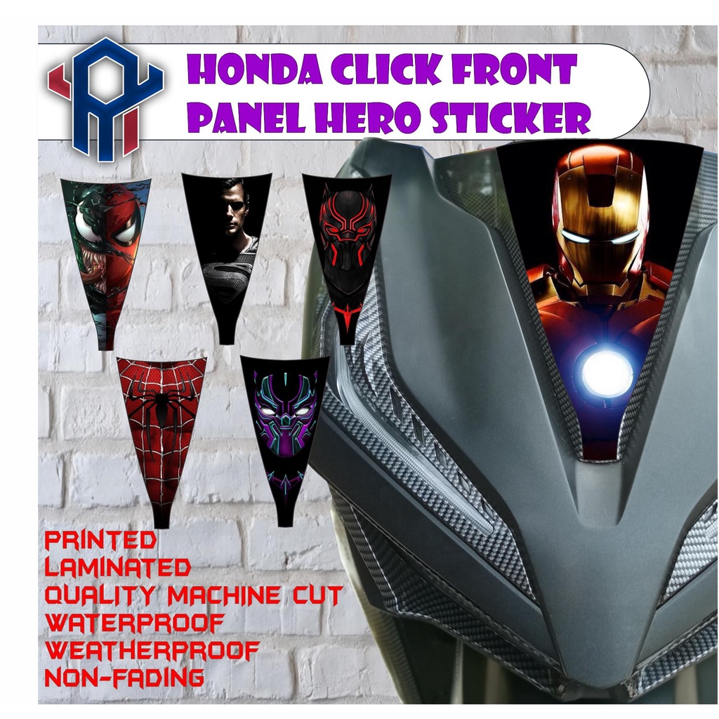Honda Click V2 front panel superhero sticker laminated waterproof ...