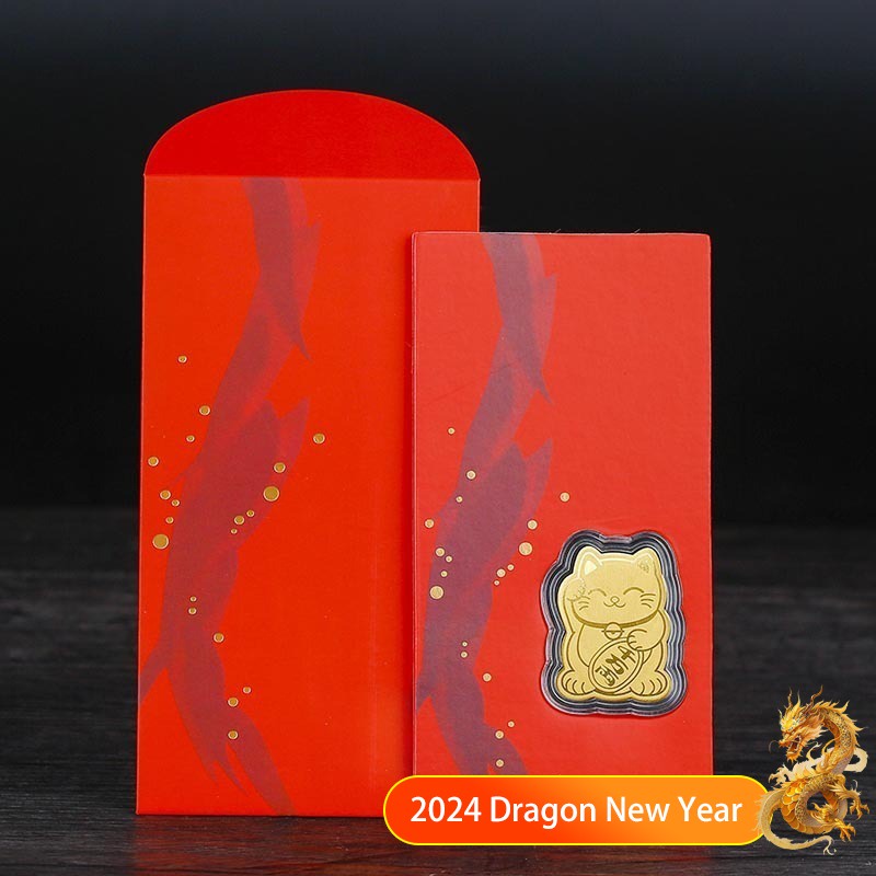 2024 Lucky Cat Ampao New Year Dragon Gold Foil Red Envelope Gold Foil ...