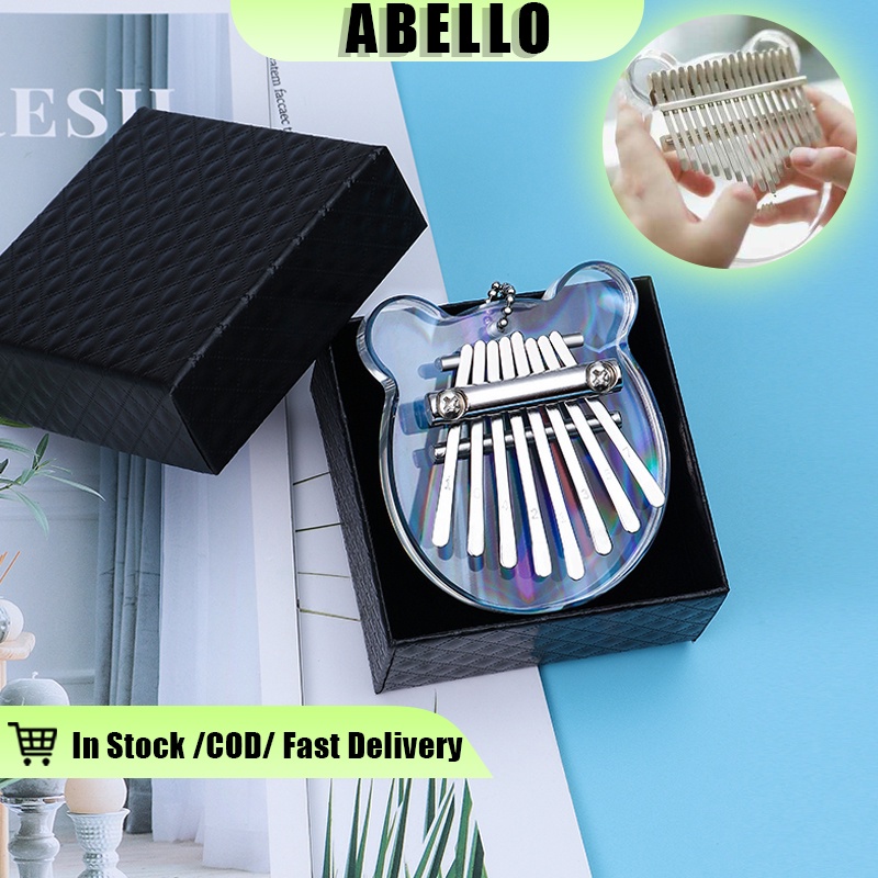 Mini 8 Keys Thumb Piano Transparent Crystal Kalimba Transparent Finger ...