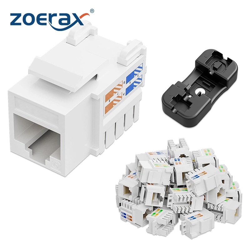 ZoeRax Cat6 Keystone Jack RJ45 Keystone Jack and Keystone Punch-Down Stand, UTP Modular Ethernet ...