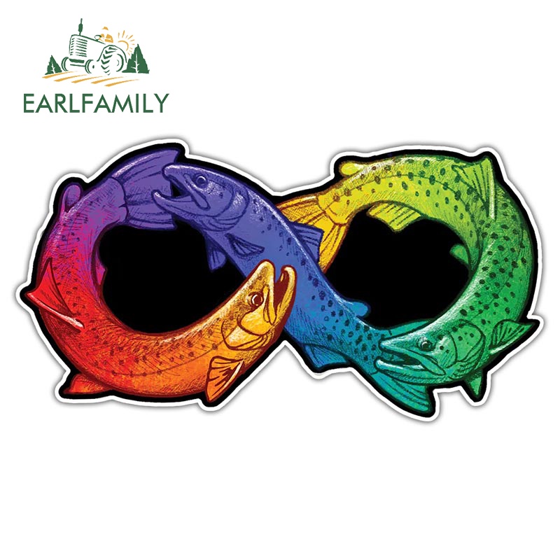 EARLFAMILY 13cm x 5.5cm Rainbow Trout Car Sticker Cartoon Fish Decal ...