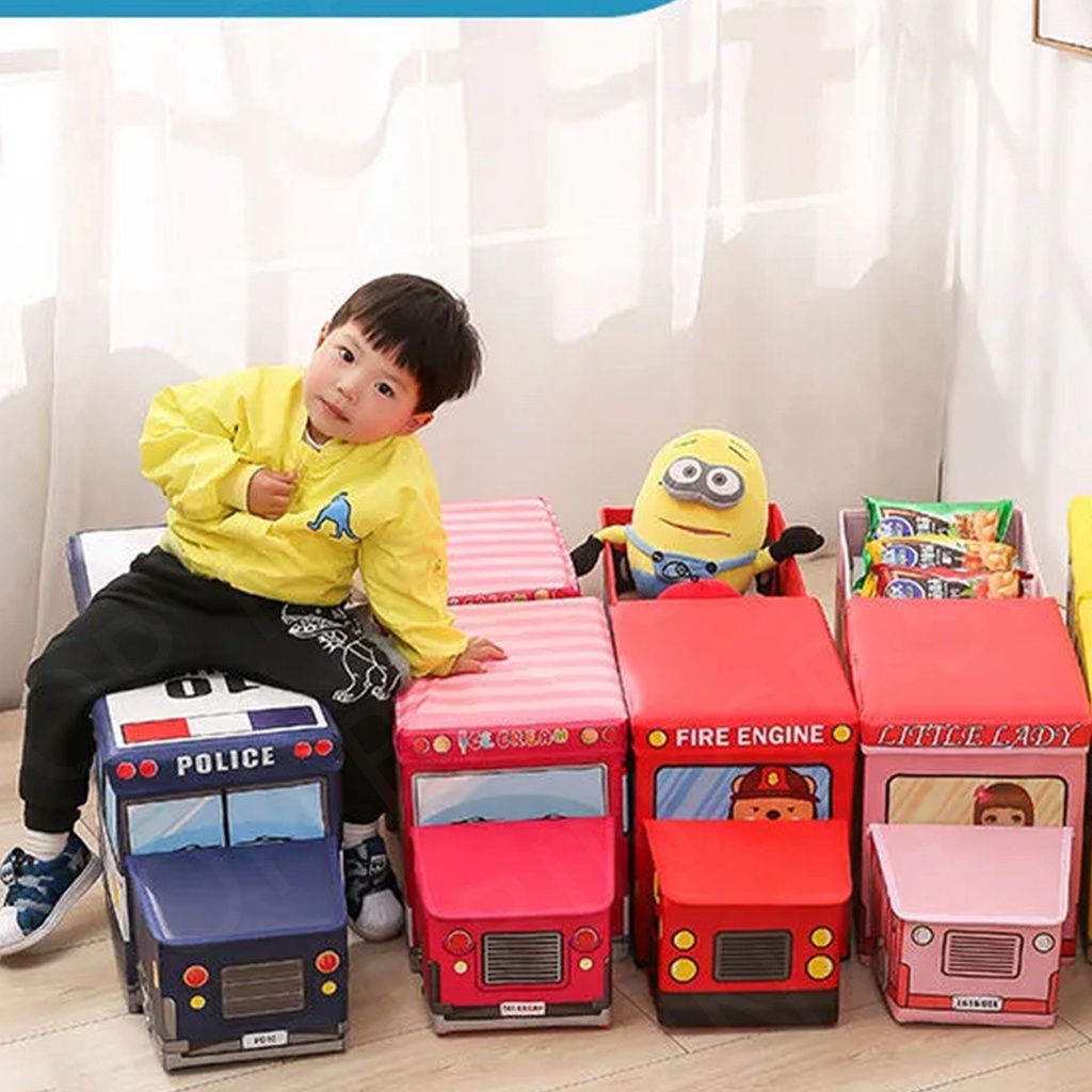 kids storage box chair kids stool ottoman foldable storage bus children ...