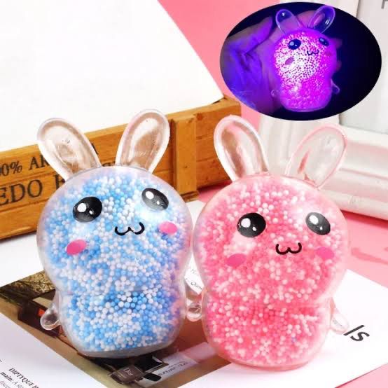 Clear BUNNY SQUEEZE TOY Rabbit Slipper fidget squeezy squishy foam ...