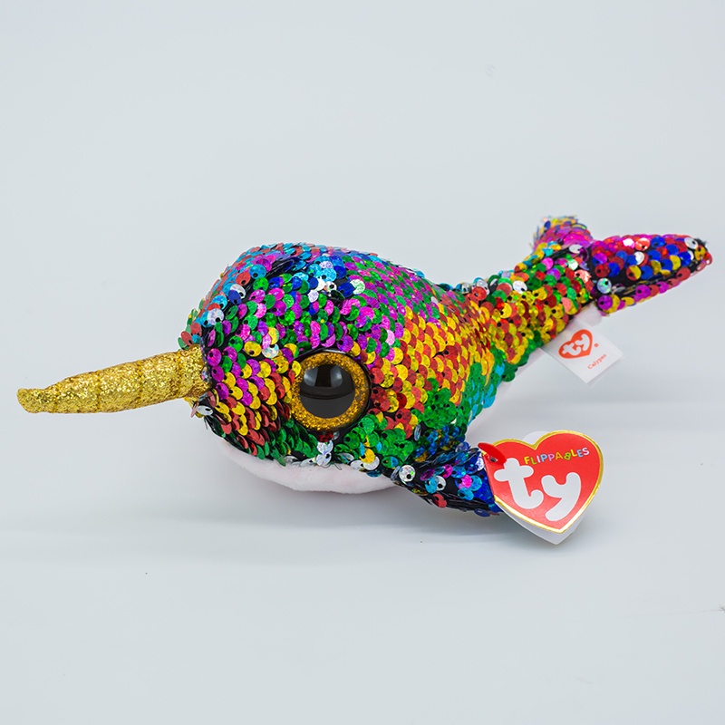 20cm Ty Beanie Big Eyes Sequin Clorful whale Stuffed Plush Toy Cute ...