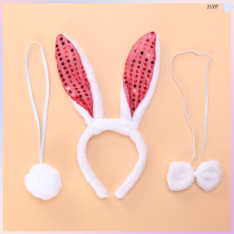 [READY STOCK] Red Rabbit Cosplay Plush Tail Easter Bunny Ears Headbands ...