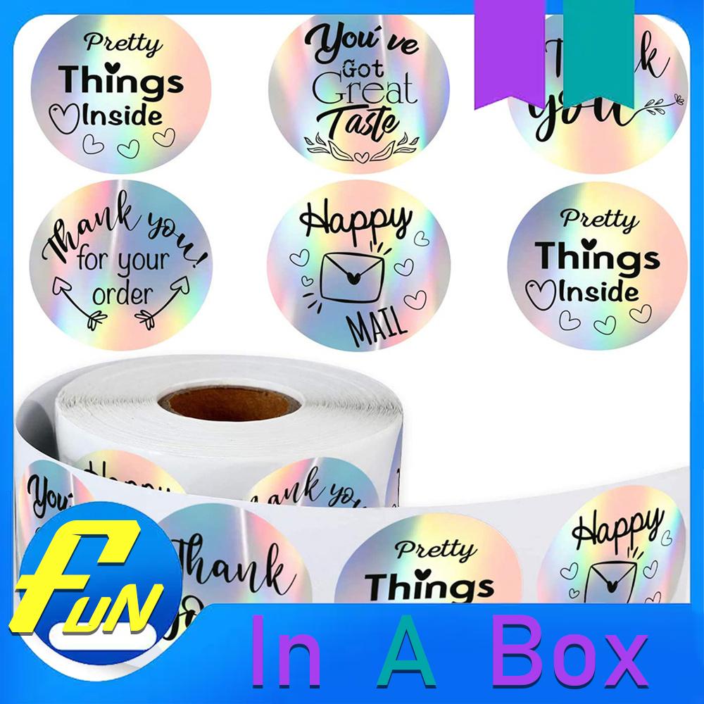 500 pcs/roll Thank You tape Round Holographic Paper Stickers Envelope ...