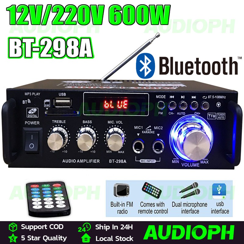 300W+300W Digital Hifi Bluetooth Stereo Audio Amplifier Fm Radio Usb Bt-298A | Shopee Philippines