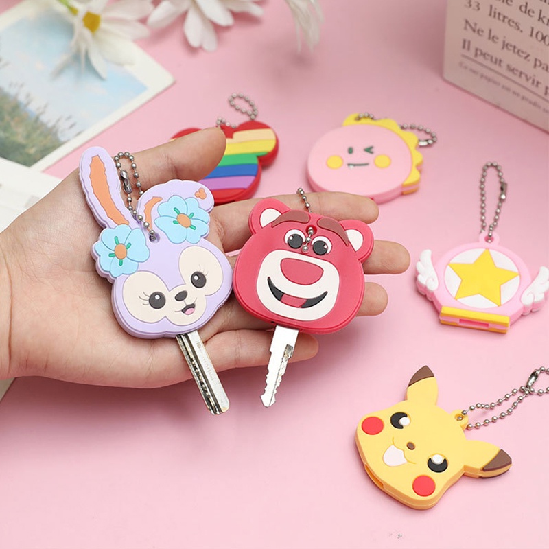 Universal Key Cover Cute Cartoon Key Protectors Cover Keychains ...