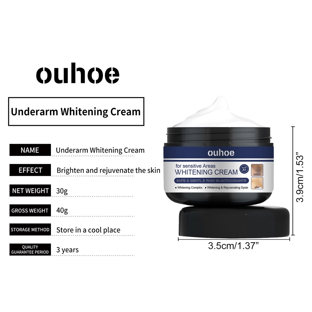 OUHOE Underarm Whitening Cream 30g Armpit Dark Skin Lightening Lotion ...