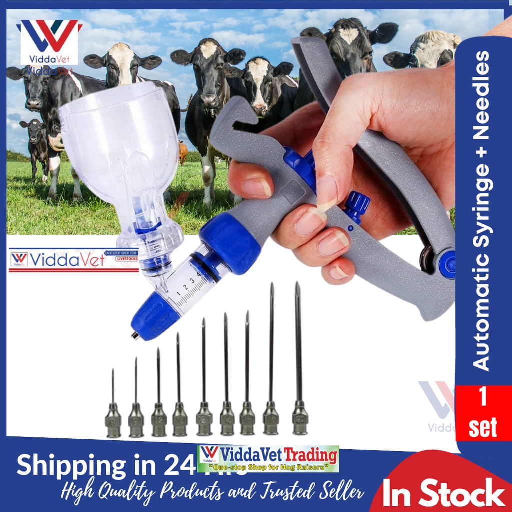 Viddavet Automatic Syringe + 10 Stainless Needles Syringe for bird ...