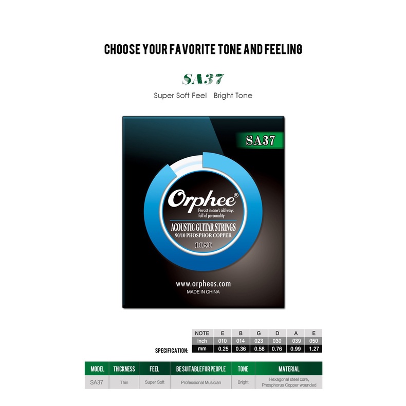 Orphee Series SA37 SA38 SA39 Acoustic Guitar Strings Set Professional ...