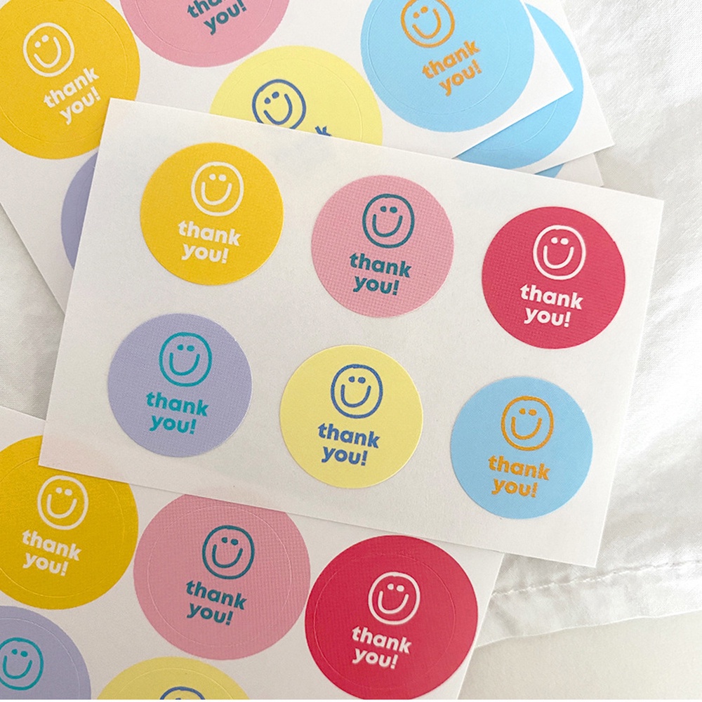 60Pcs Colorful Thank You Stickers DIY Party Gift Cookies Cake Packaging ...