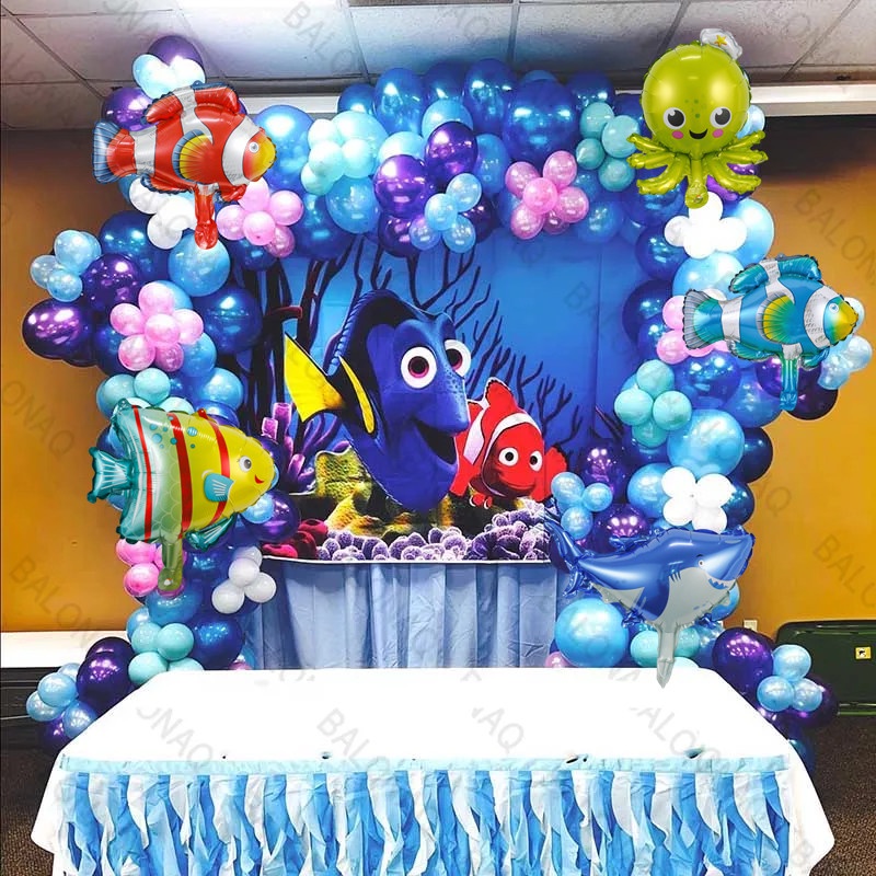 Ocean Theme Marine Animals Balloons Set Octopus Shark Fish 18”Foil ...