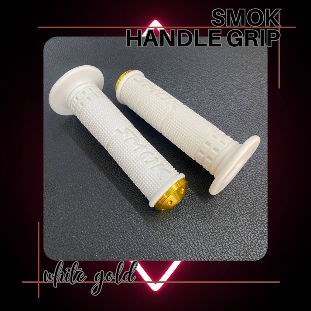 SMOK universal rubber handle grip for motorcycle white gold ripple ...