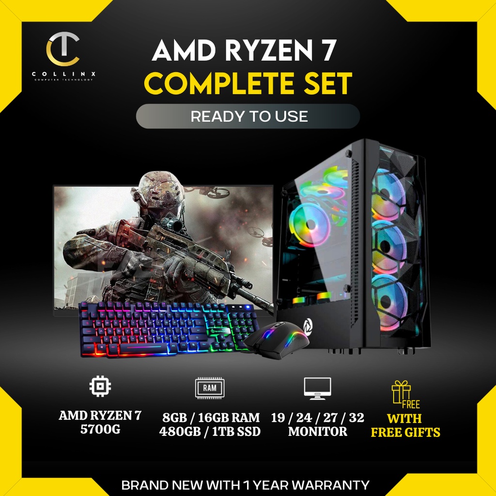 [ COMPLETE PC SET ] AMD Ryzen 7 5700G CPU Desktop Package with Built-in ...
