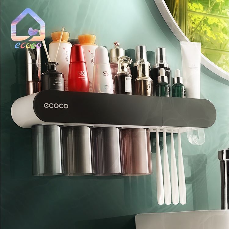 Ecoco Wall Mounted Magnetic Toothbrush Holder Toothpaste Squeezer ...