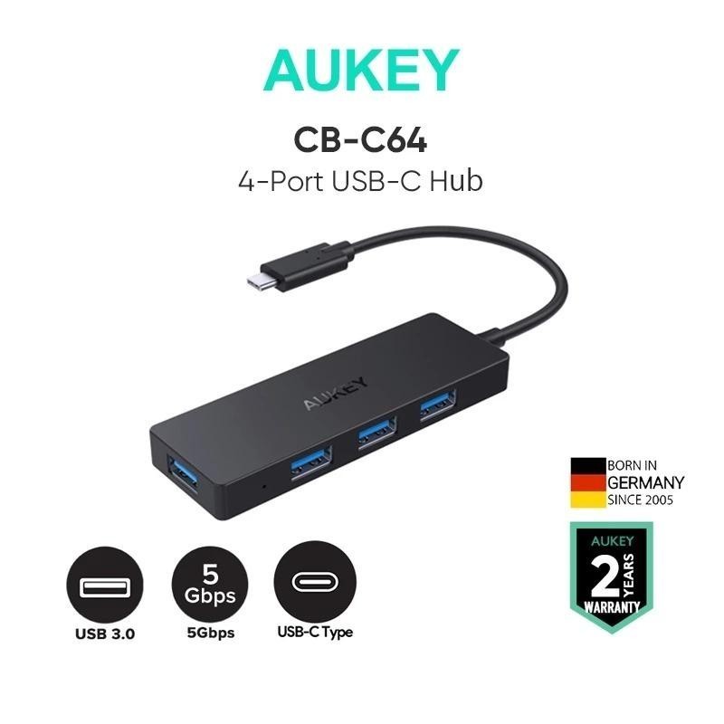 AUKEY CB-C64 USB-C Hub: Ultra-slim with 4 USB 3.0 ports, high-speed ...