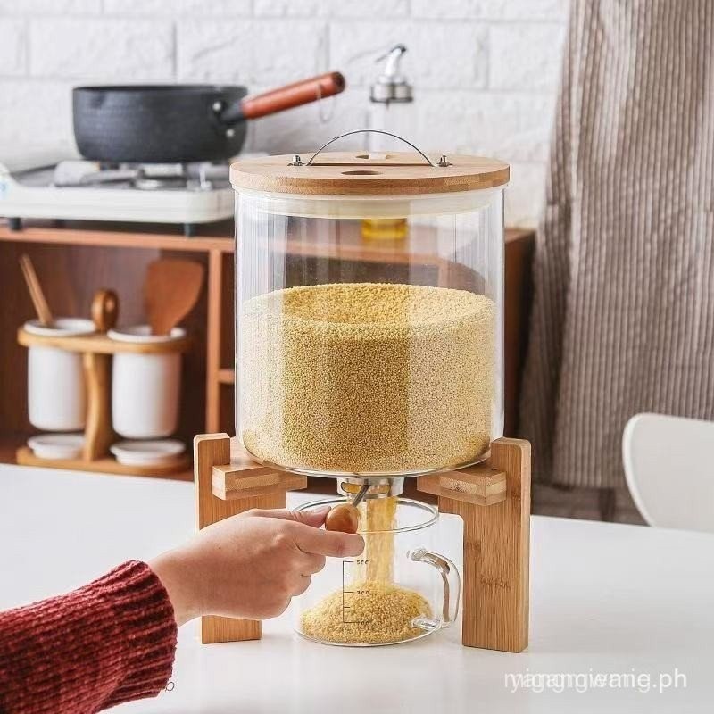 【PH Quick Arriva】5L 8L 10L glass rice dispenser rice jar storage ...