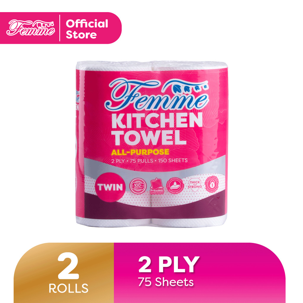 Femme All-Purpose Regular Roll Kitchen Towel (TWIN ROLL) | Shopee ...