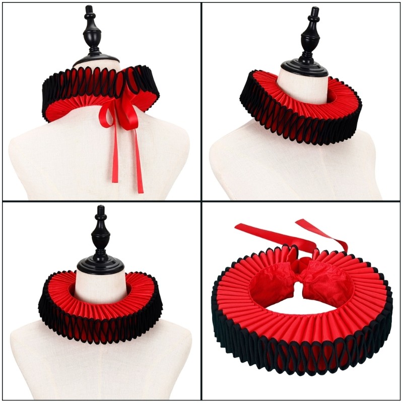 Left Victorian Black Trim Ruffle Neck Ruff for Retro Fashion ...