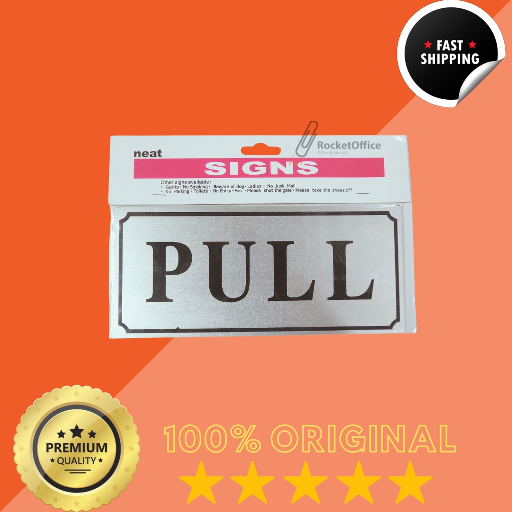 PULL SIGN - Aluminum Metal Plate w/ Adhesive Sticker Signage | Shopee ...