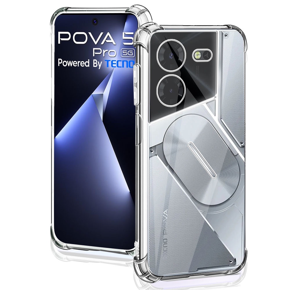 For Tecno Pova 5 Pro 5G Case Clear Shockproof Silicone Soft Cover For Pova5 5Pro Transparent ...