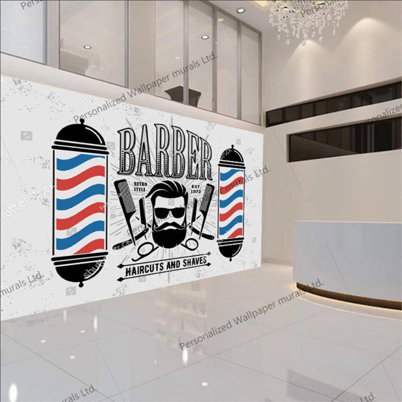 Custom Decorative 3d Haircut And shaves Barber Pattern Wallpaper Mural ...