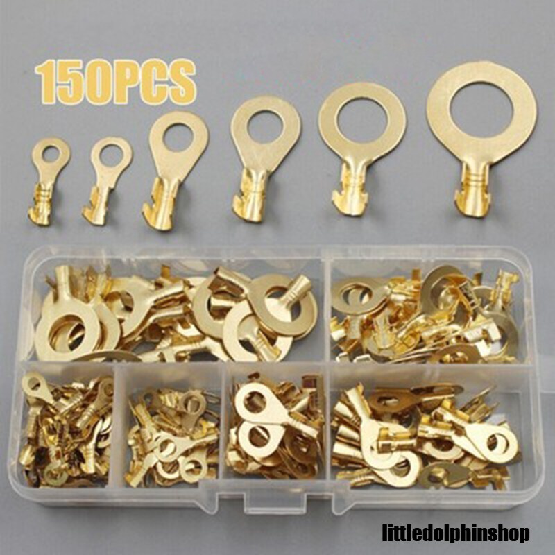 150X Crimp Copper Open-End Cable Lugs Ring Type Cable Wire Connector ...
