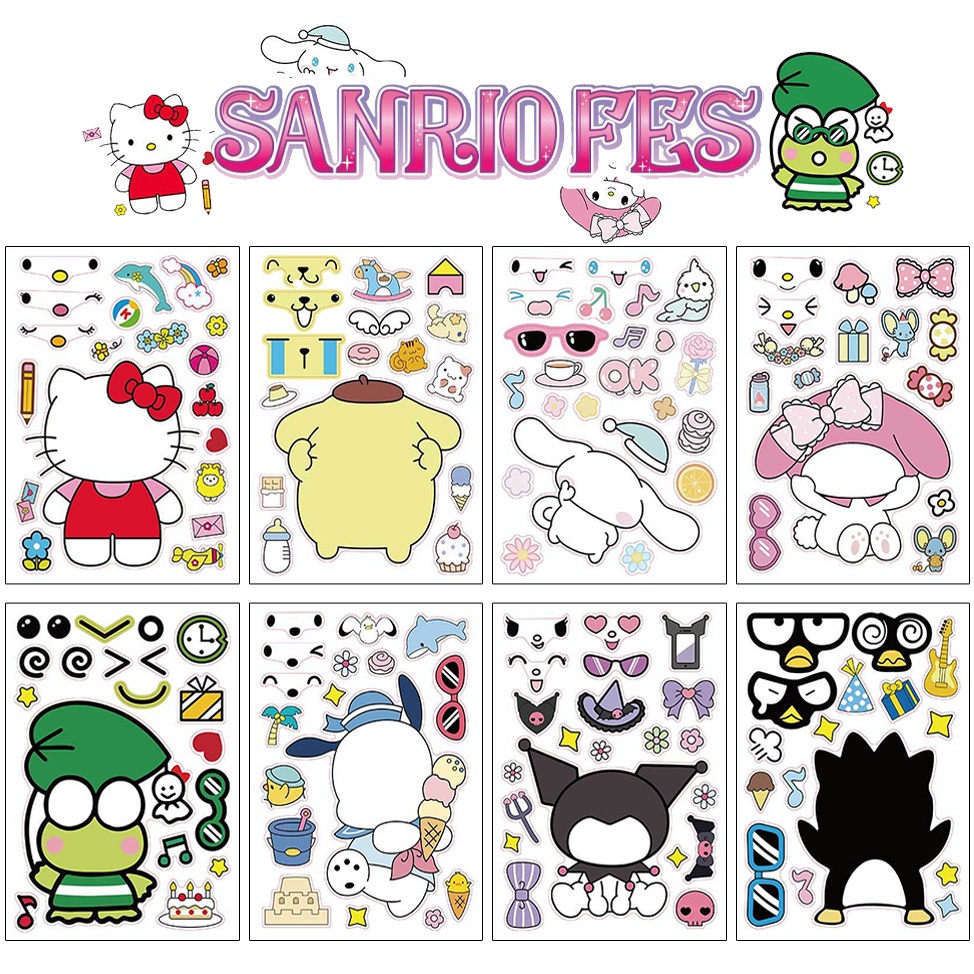 8PCS/SET Sanrio Series Kulomi Hello Kitty Children's Anime Cartoon ...