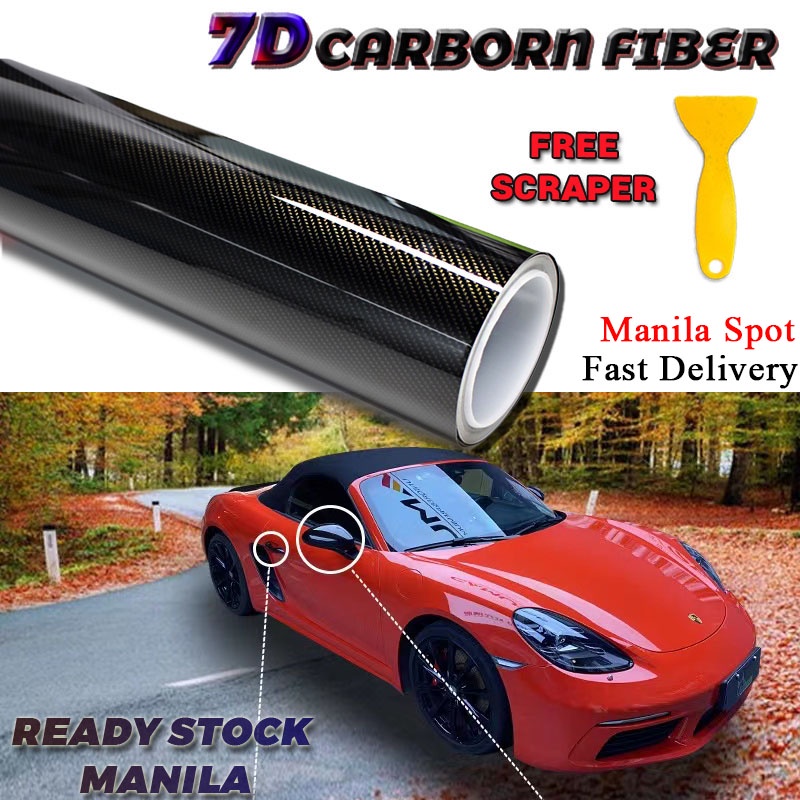 Car 7D Carbon Fiber Sticker Waterproof Glossy Vinyl Roll Motorcycle ...