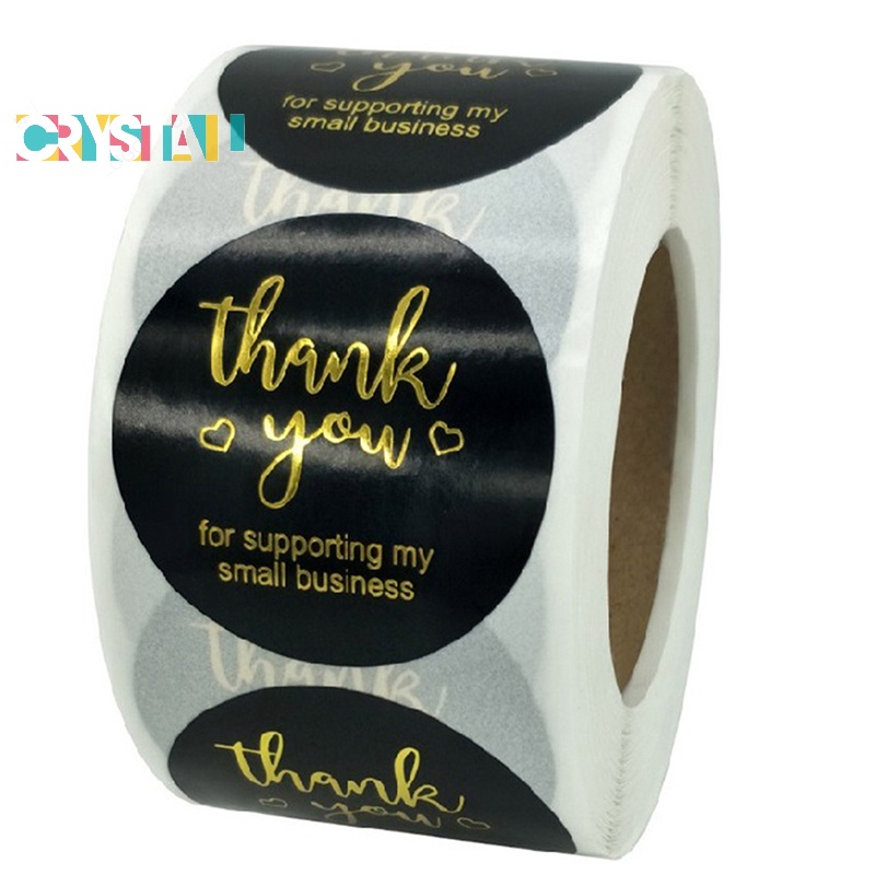 Crystal- 500Pcs/Roll Bronzing Paper Seal Label Thank You Stickers ...