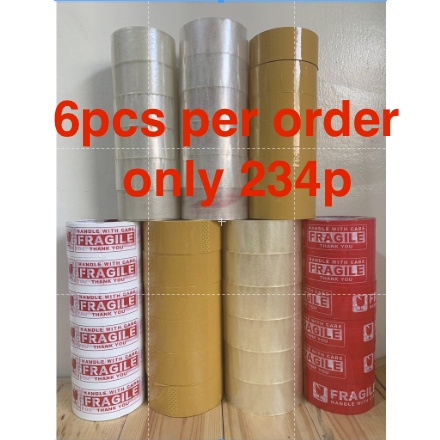6pcs Fragile Packaging Tape 100mtrs | 200mtrs Officom Fragile tape ...