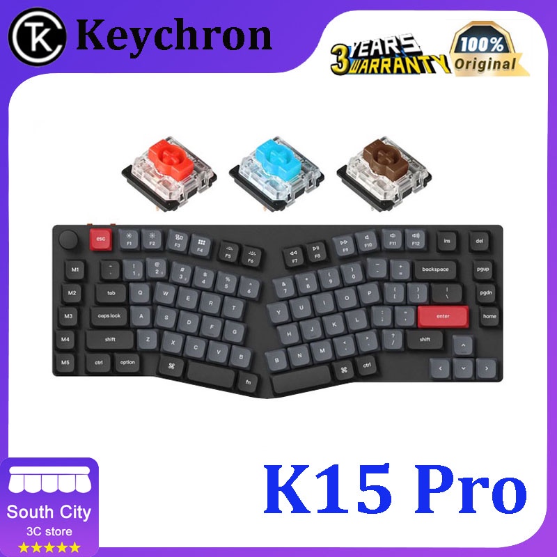 Keychron K15 Pro Bluetooth Dual Mode Dwarf Spindle 75% Alice Shaped Mechanical Keyboard ...